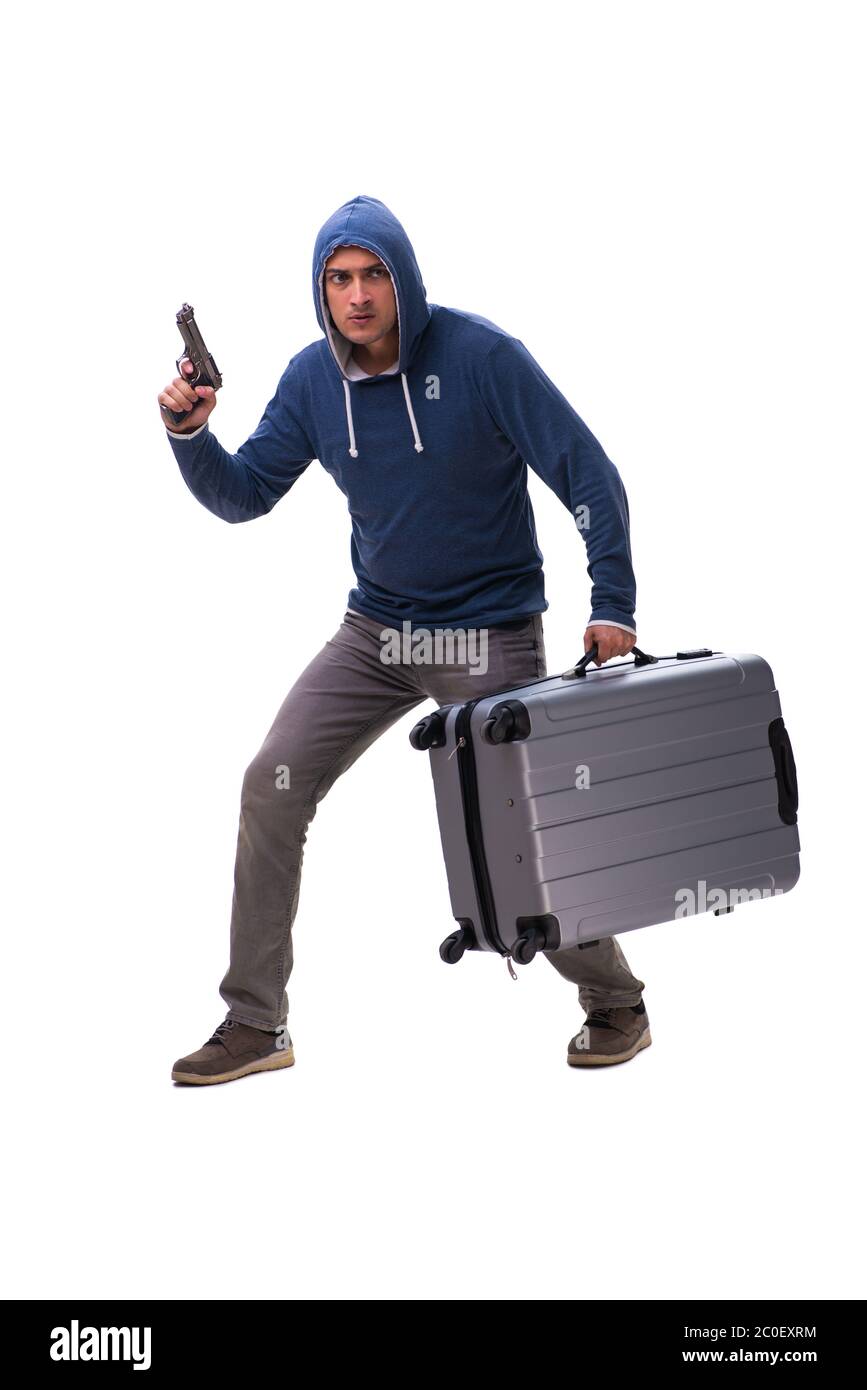 Young male bandit isolated on white background Stock Photo - Alamy