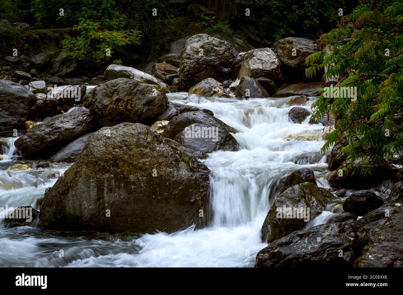 Parvati river in the snow mountains Himalaya, Himachal Pradesh, India ...