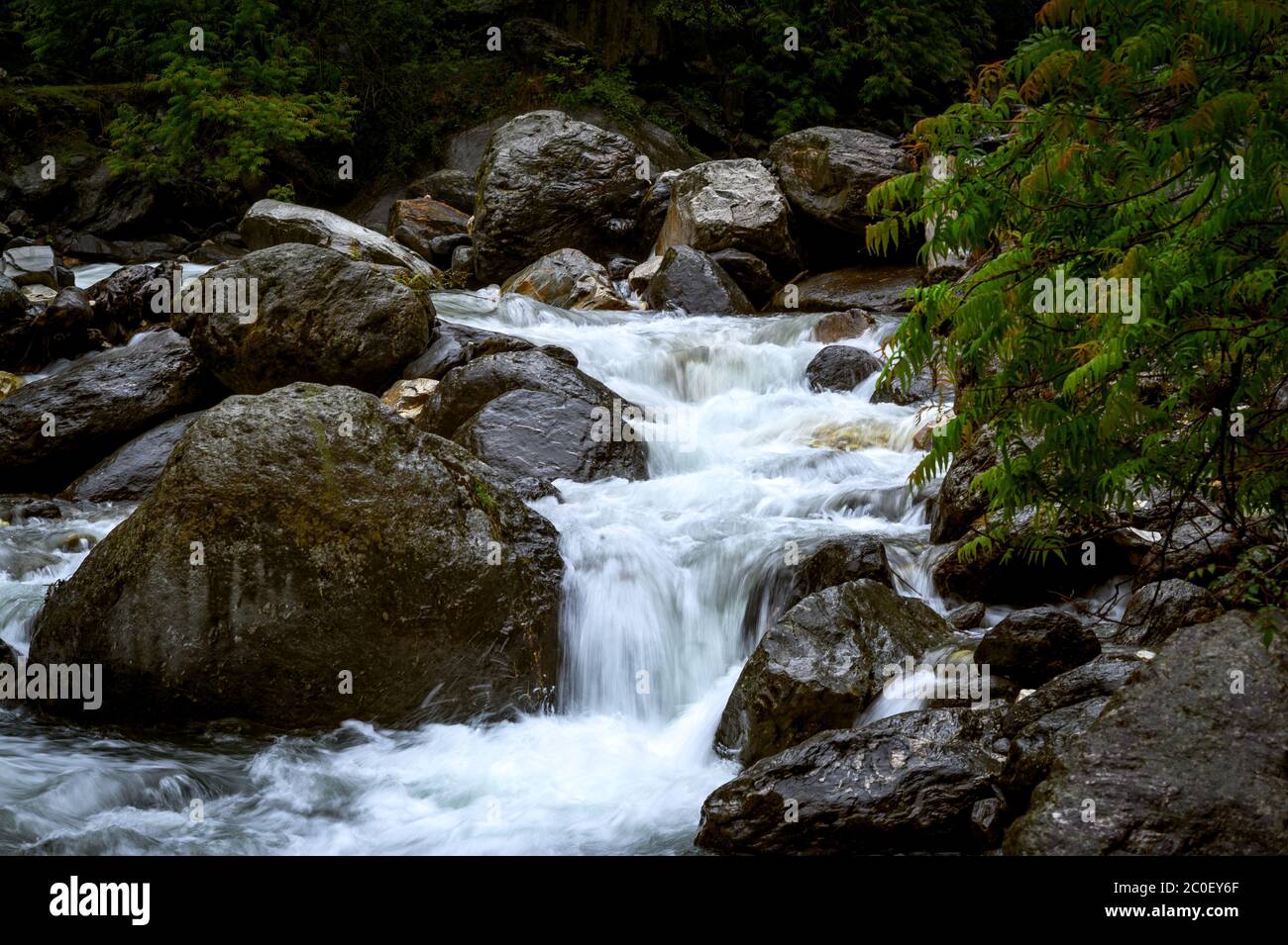 Parvati river in the snow mountains Himalaya, Himachal Pradesh, India ...