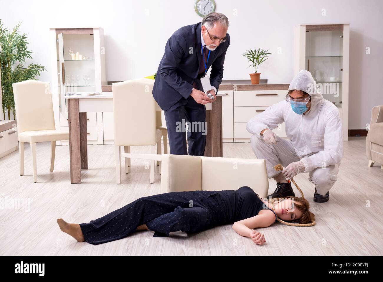 Forensic experts at the crime scene at home Stock Photo - Alamy