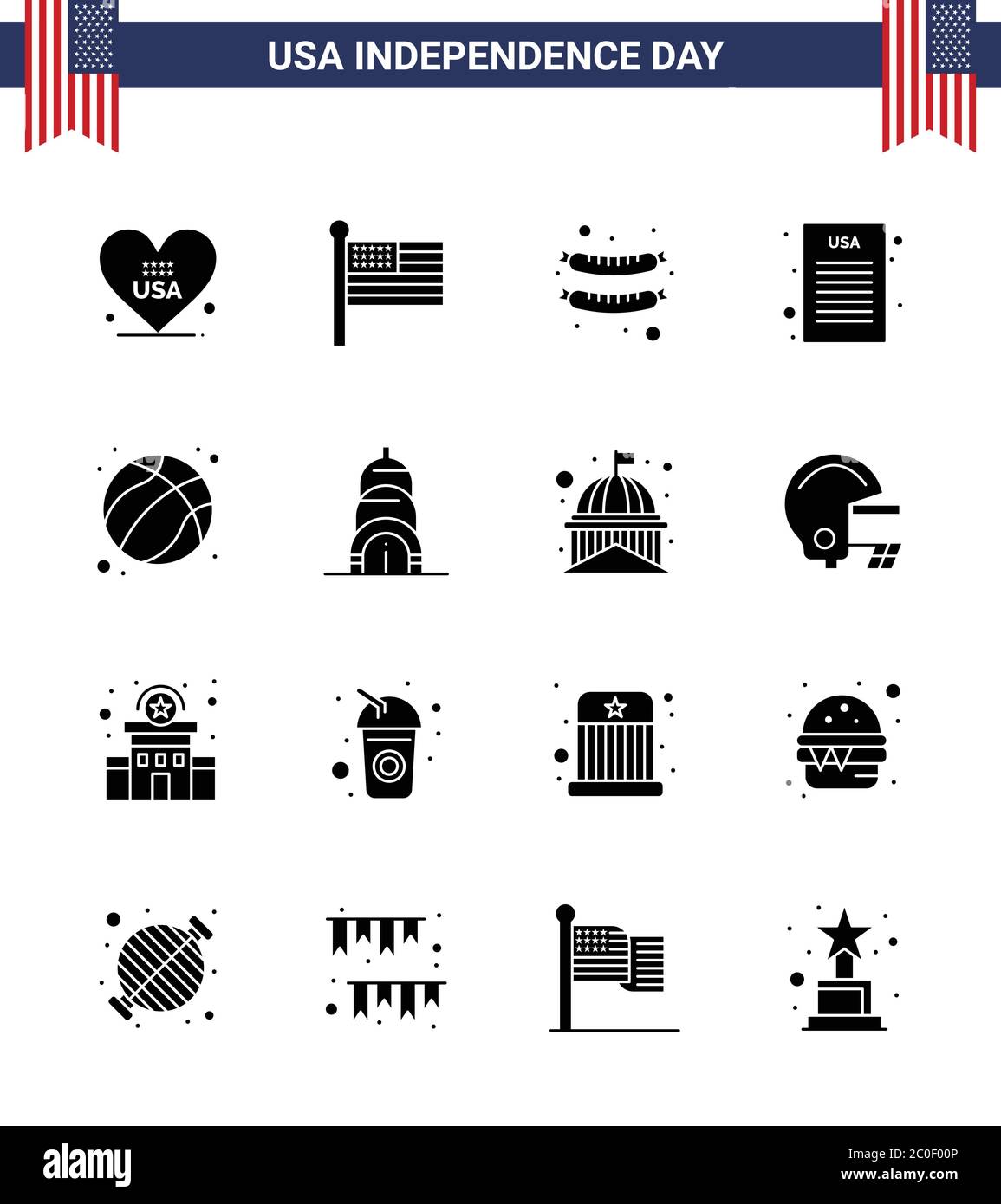 16 Creative USA Icons Modern Independence Signs and 4th July Symbols of ...