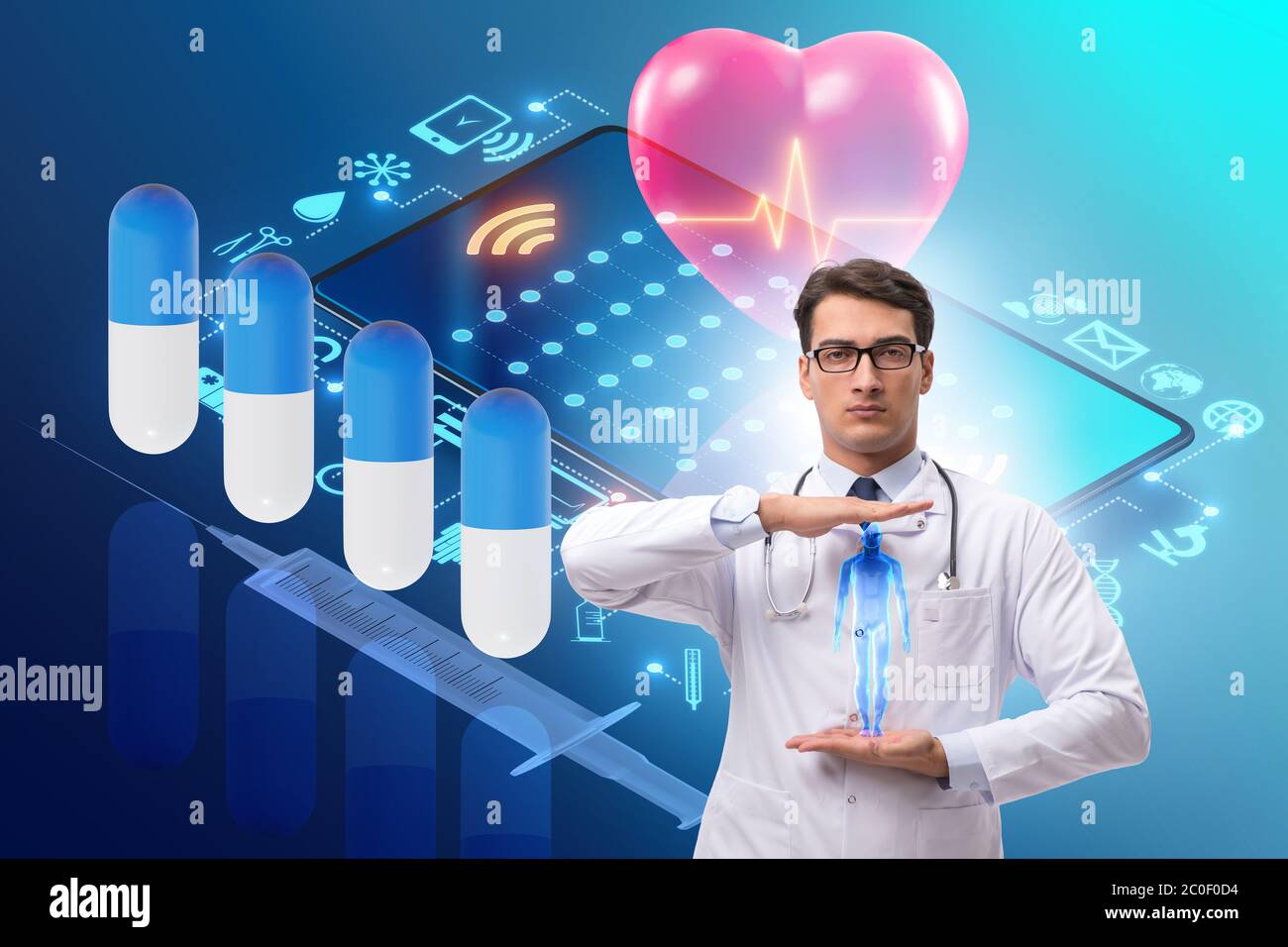 Telemedicine concept with remote treatment and consultation Stock Photo ...