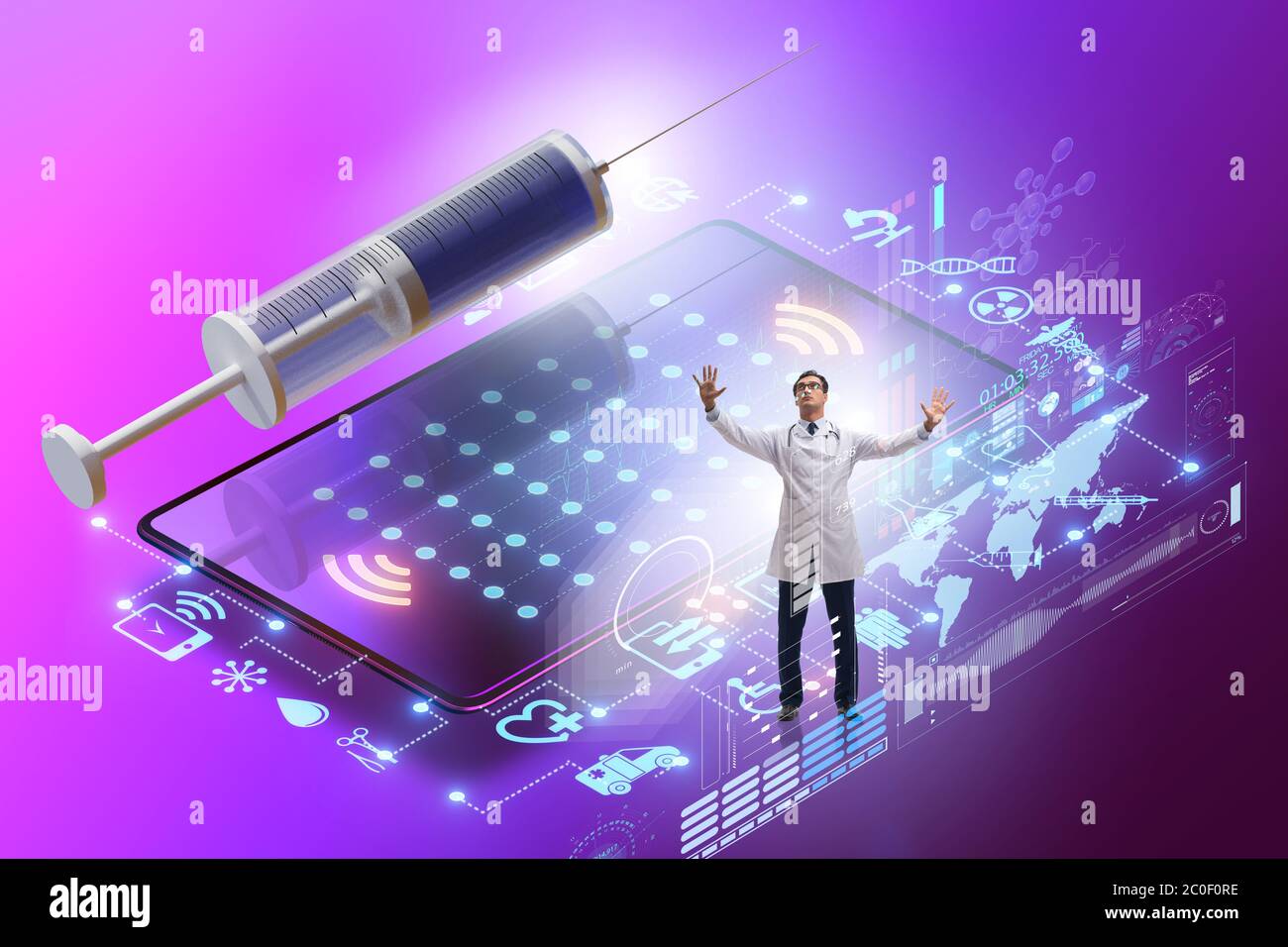 Telemedicine concept with remote treatment and consultation Stock Photo ...