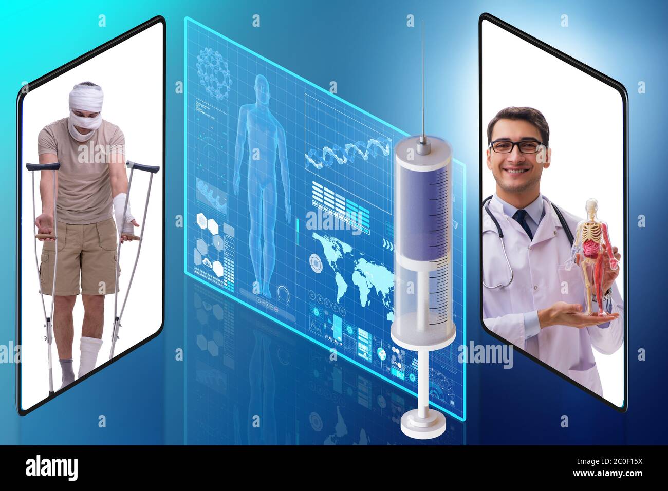 Telemedicine concept with remote treatment and consultation Stock Photo ...