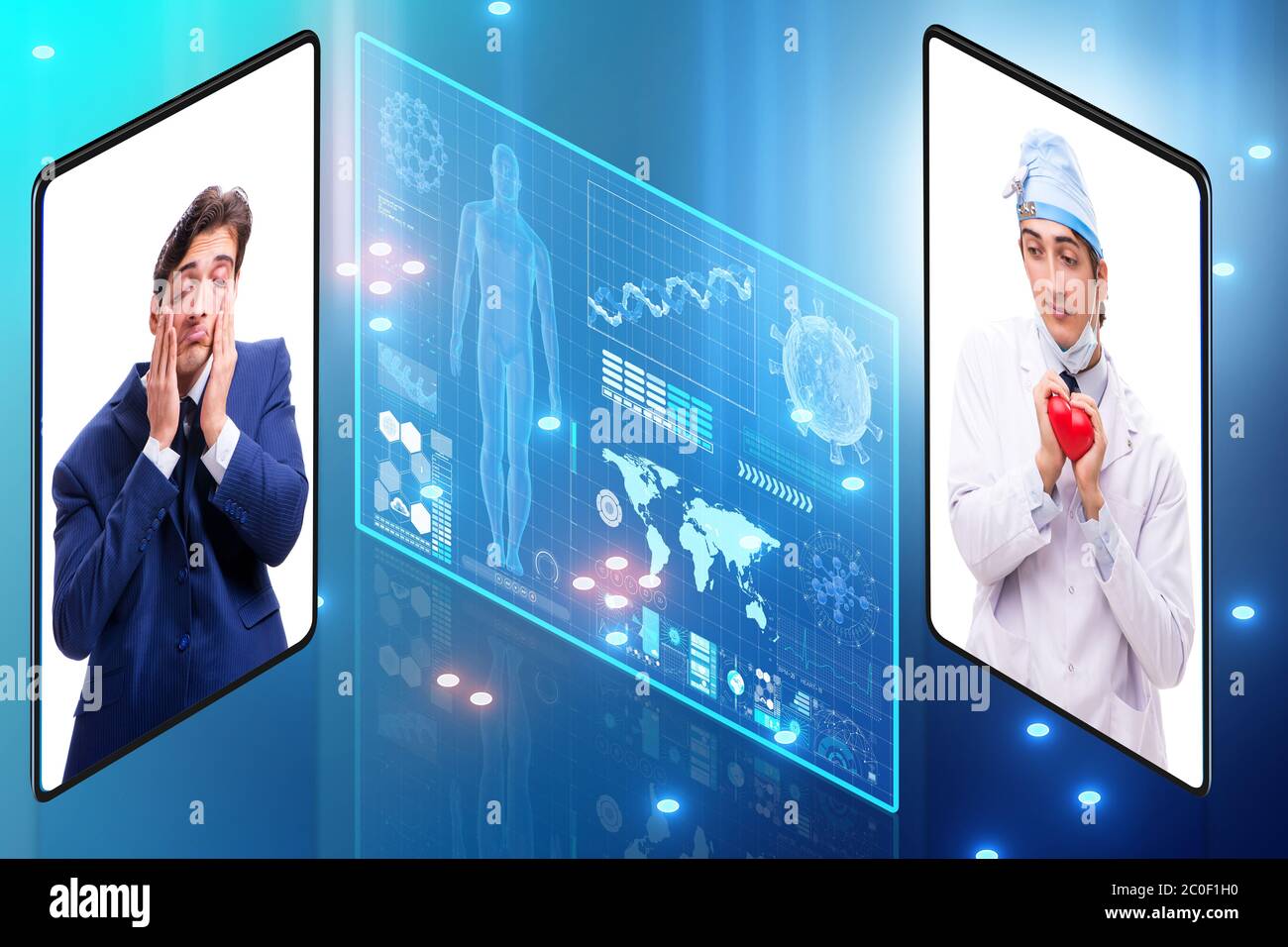 Telemedicine concept with remote treatment and consultation Stock Photo ...