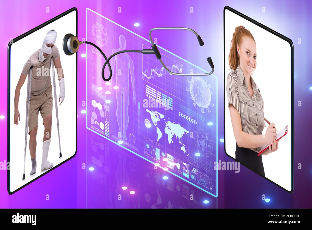 Telemedicine concept with remote treatment and consultation Stock Photo ...
