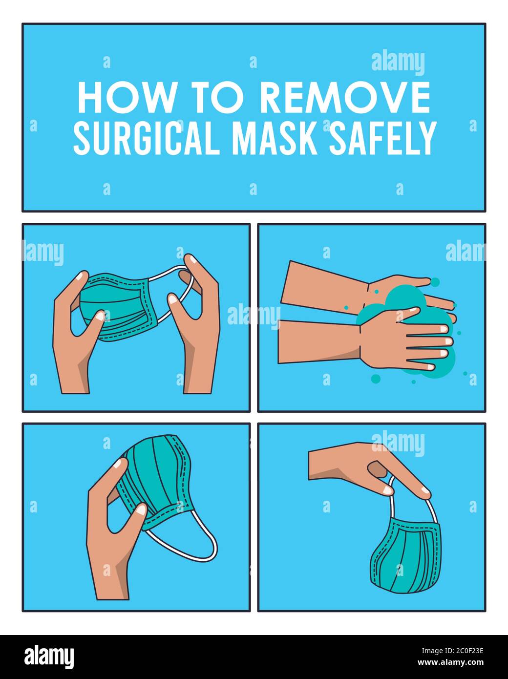 how to remove the surgical mask covid19 infographic vector illustration ...