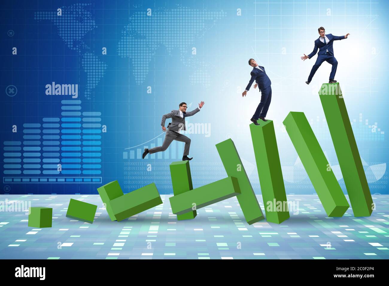 Business people in the collapsing economy concept Stock Photo - Alamy
