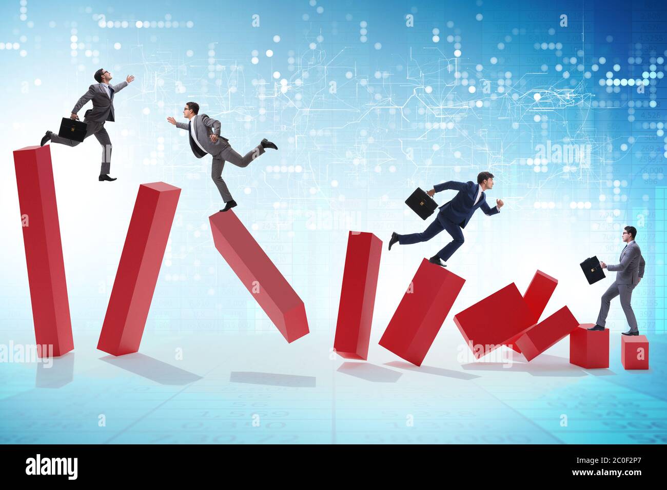 Business people in the collapsing economy concept Stock Photo - Alamy