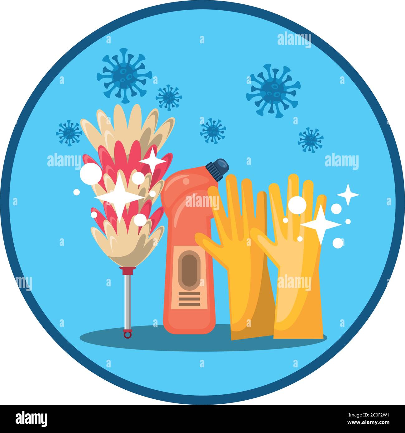 set of housekeeping tools for disinfect your house vector illustration ...