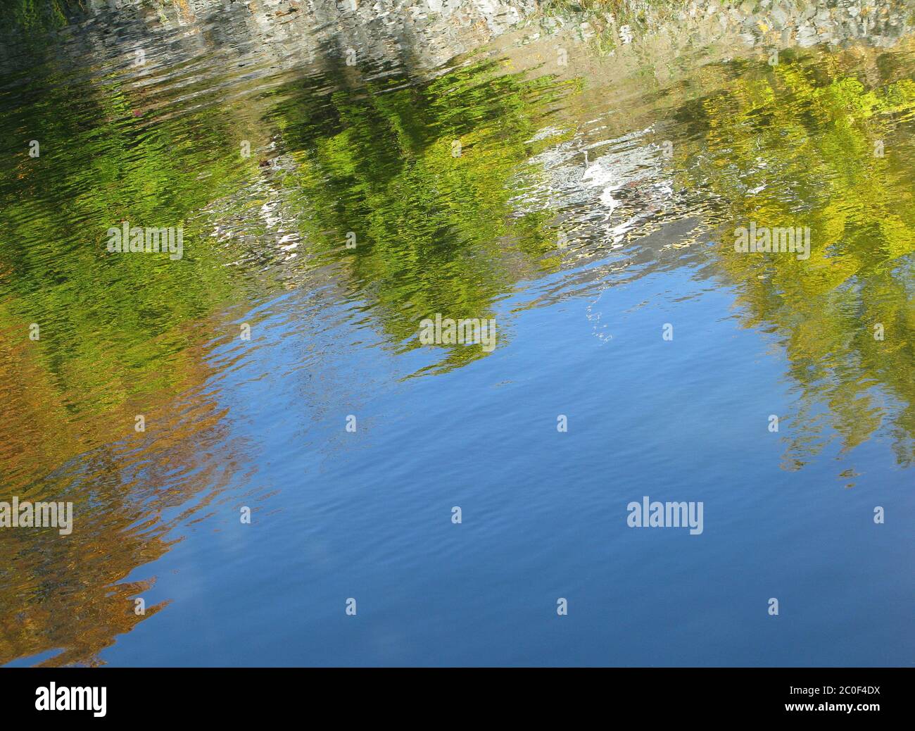 Autumn color river reflections Stock Photo - Alamy