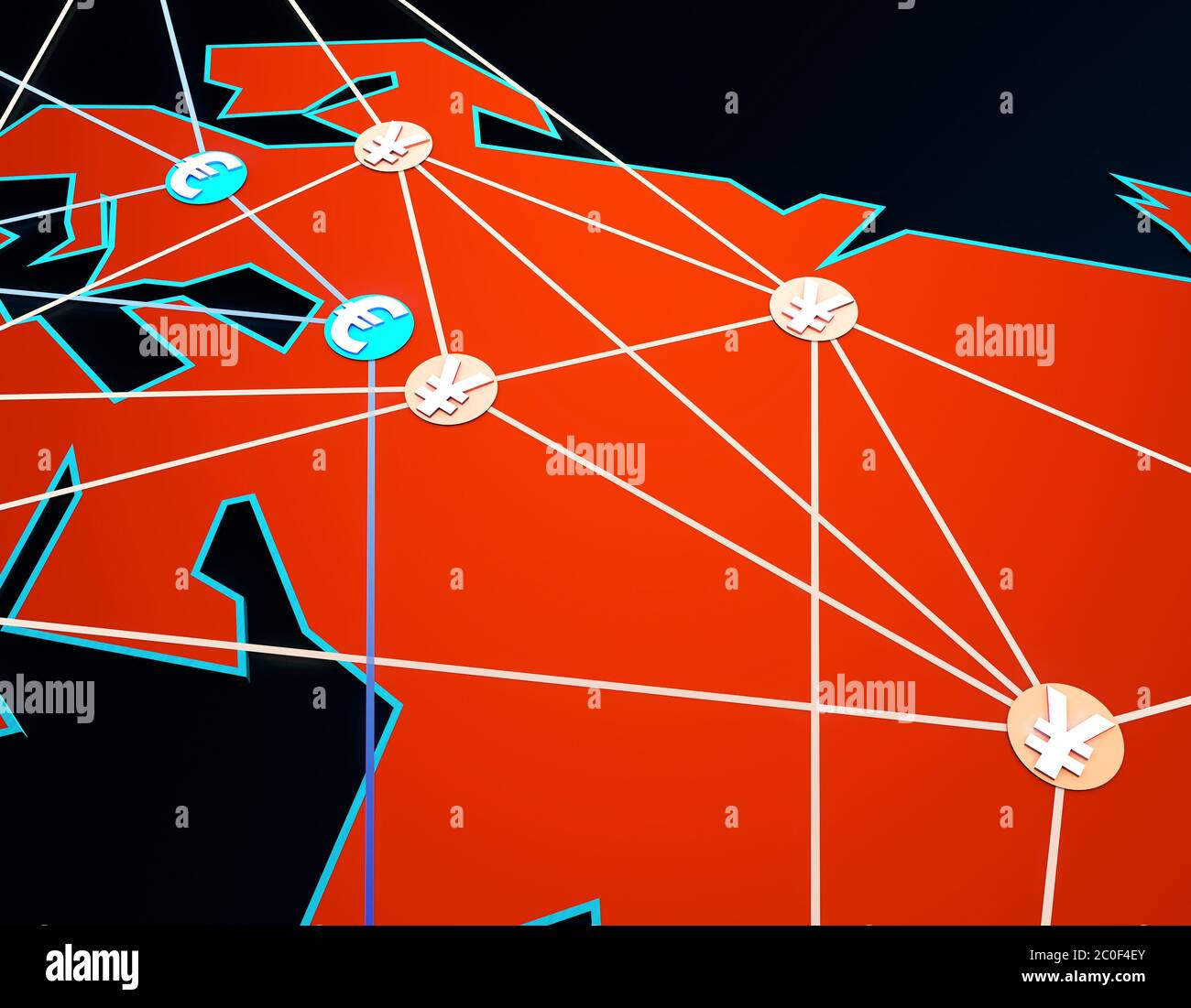 World network connection and economic competition, RMB and Euro Stock ...