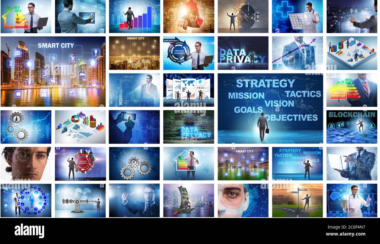 The collage of various business concepts Stock Photo - Alamy