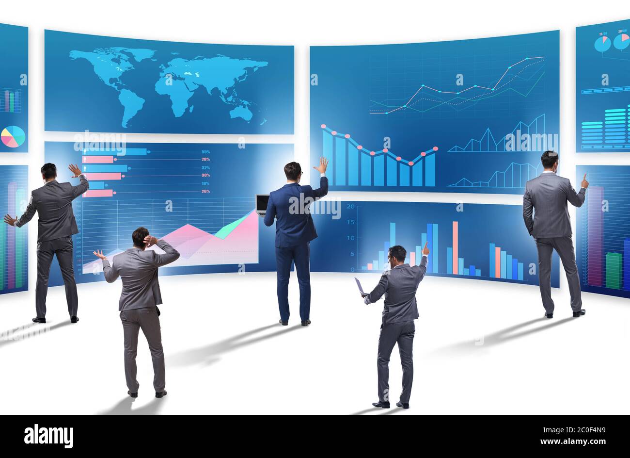 The businessman in business visualization and infographics concept ...