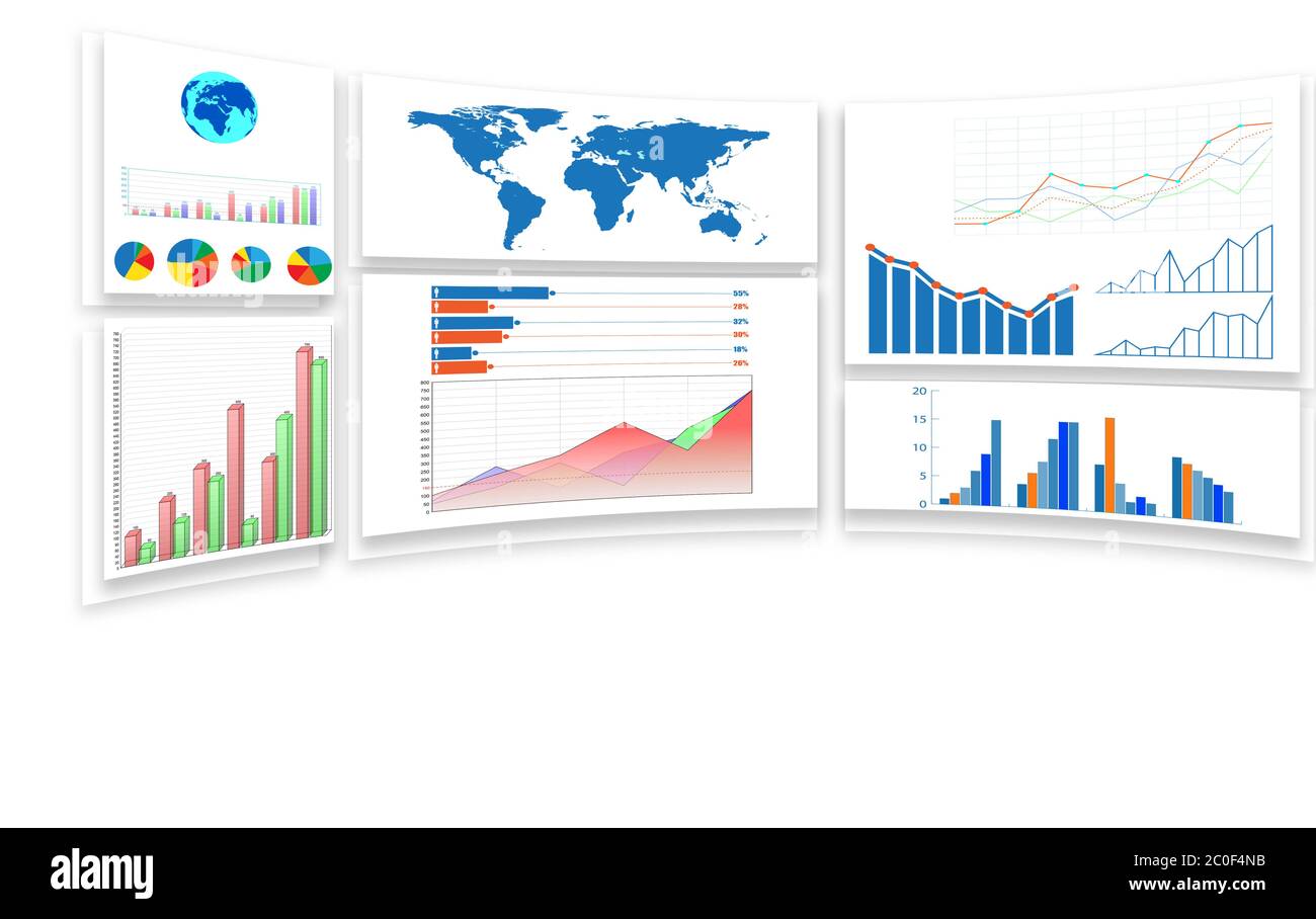 The business charts and infographics - 3d rendering Stock Photo - Alamy