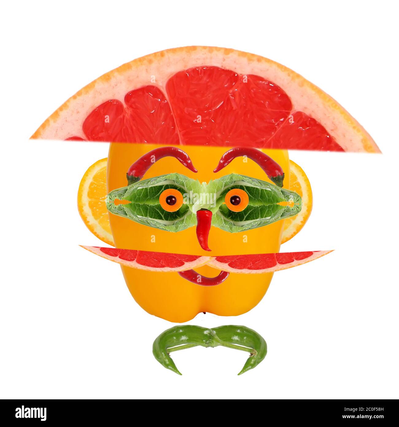 Man portrait in hat made of vegetables and fruits Stock Photo - Alamy