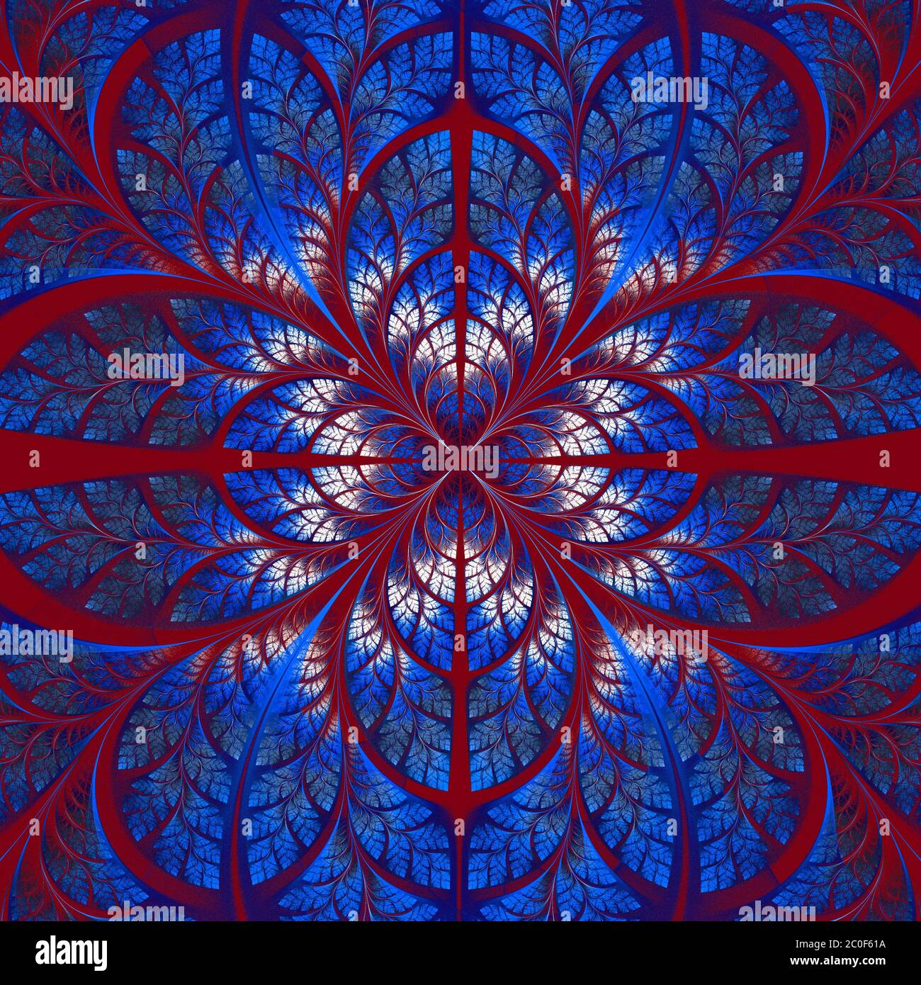 Symmetrical pattern of the leaves in blue and red. Collection - tree ...