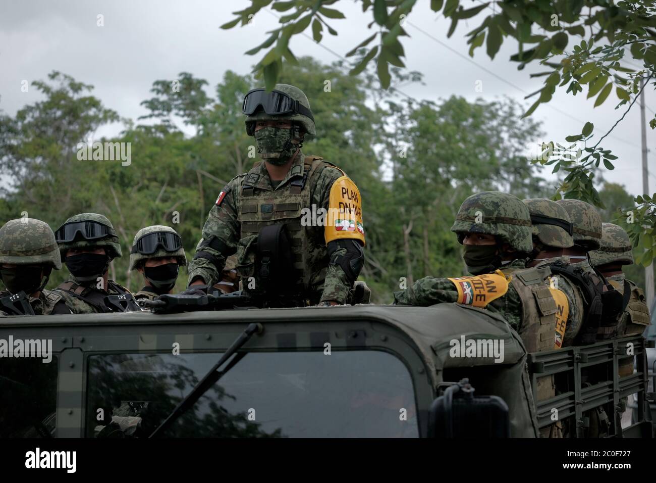 Cancun, Mexico, June 11, 2020.- Military patrol the streets during the ...