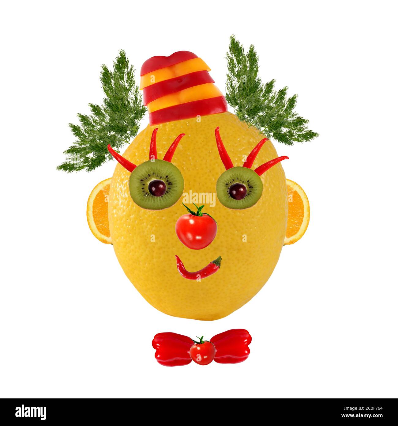 Healthy eating. Funny face made of vegetables and fruits Stock Photo ...