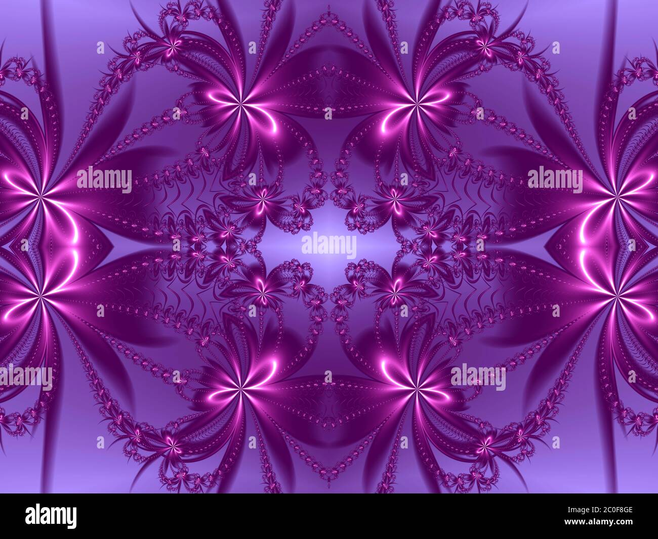 Flower pattern in fractal design. Violet and purple palette. Computer ...