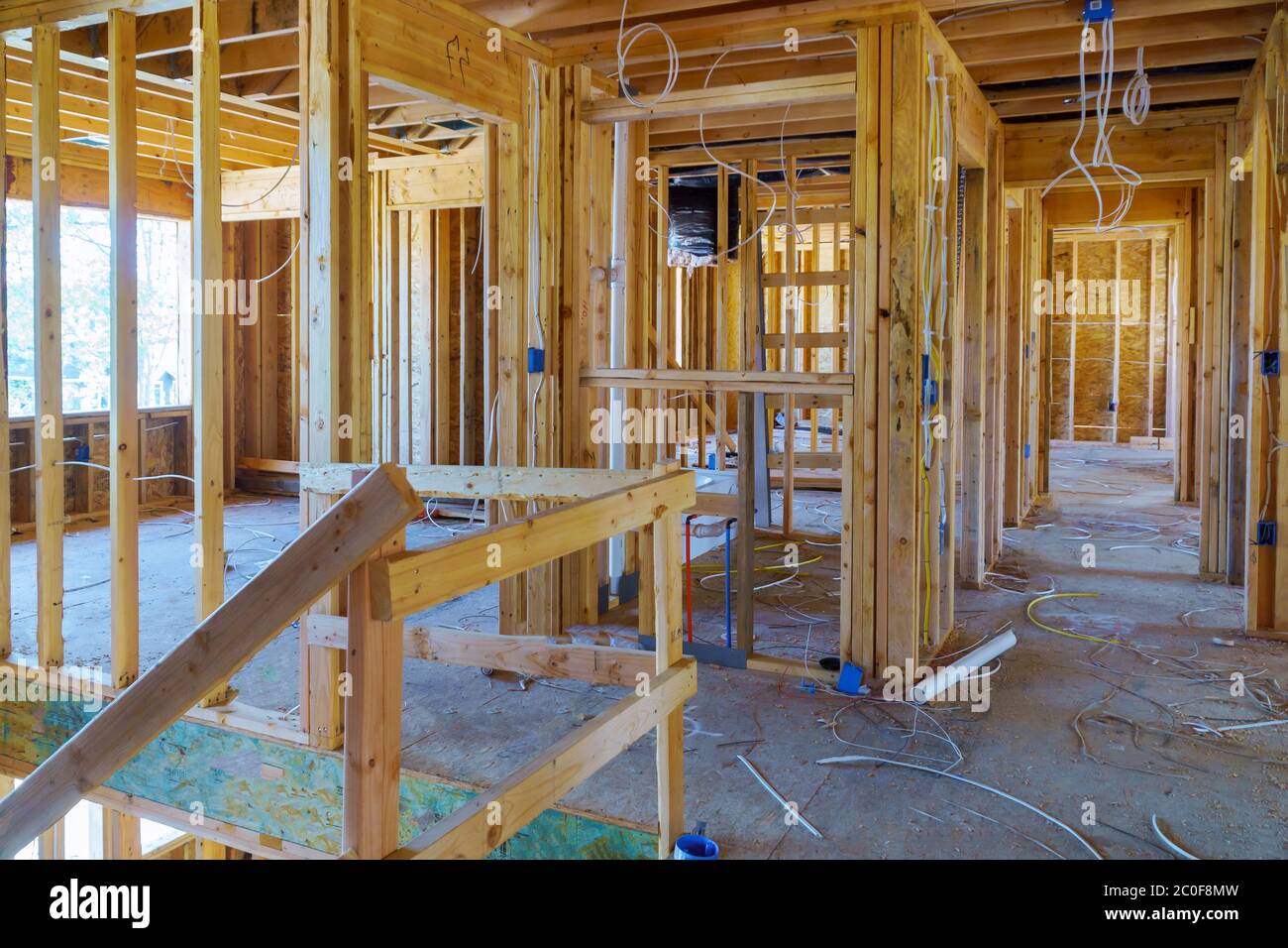 Framing beam of new house under construction home beam construction ...