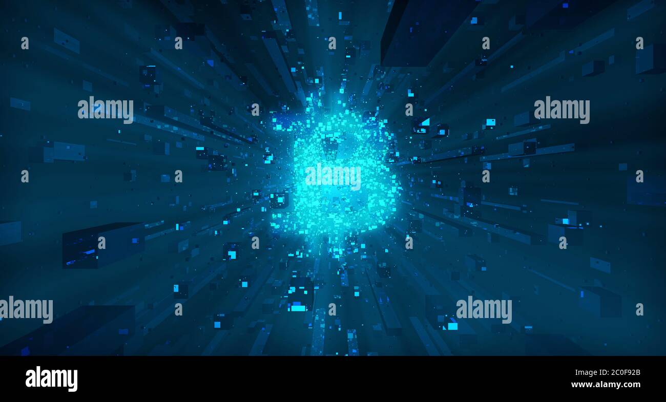 Cube big data technology, information communication, bitcoin symbol ...