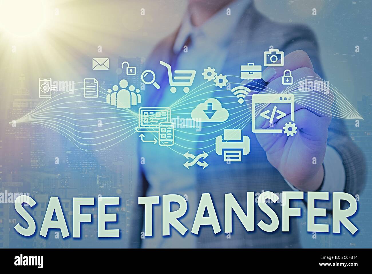 Writing note showing Safe Transfer. Business concept for transmitting ...