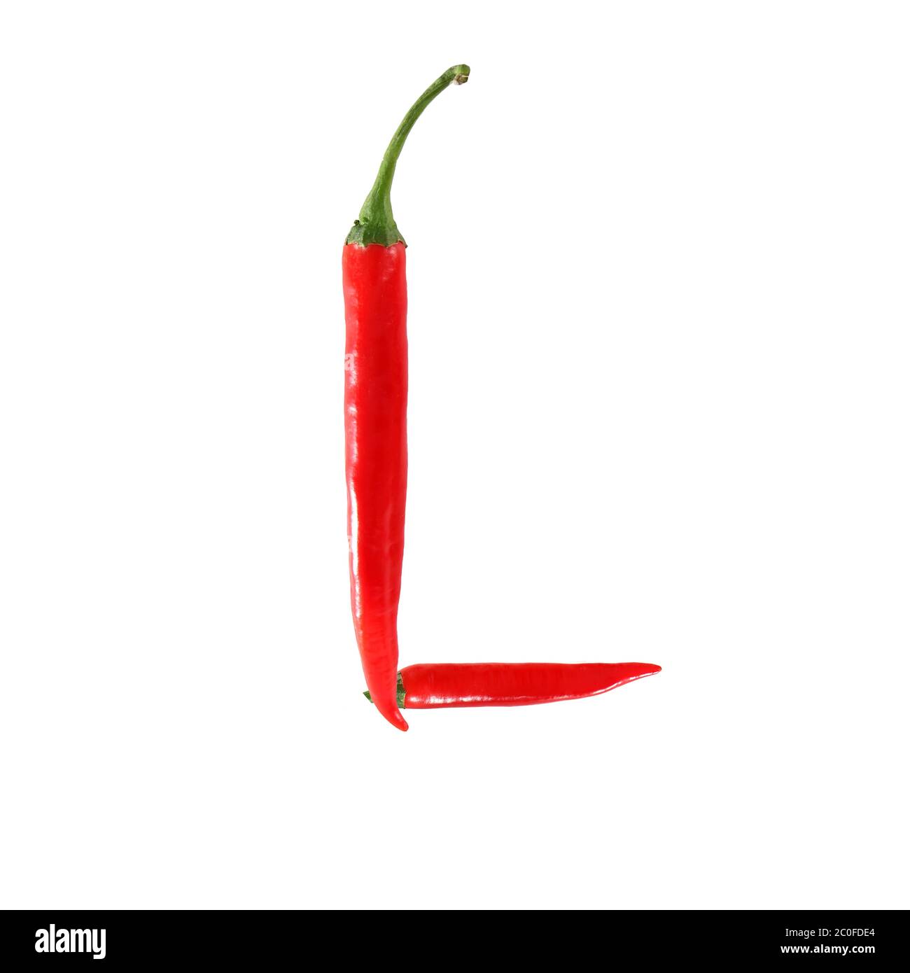 Font made of hot red chili pepper isolated on white - letter L Stock ...