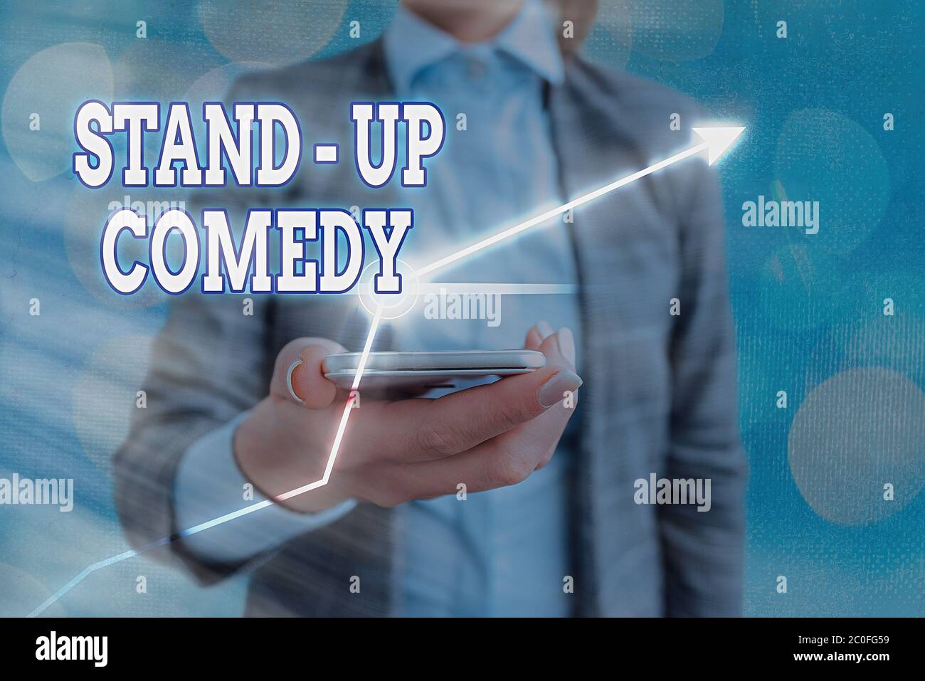 Text sign showing Stand up Comedy. Business photo showcasing a comic ...