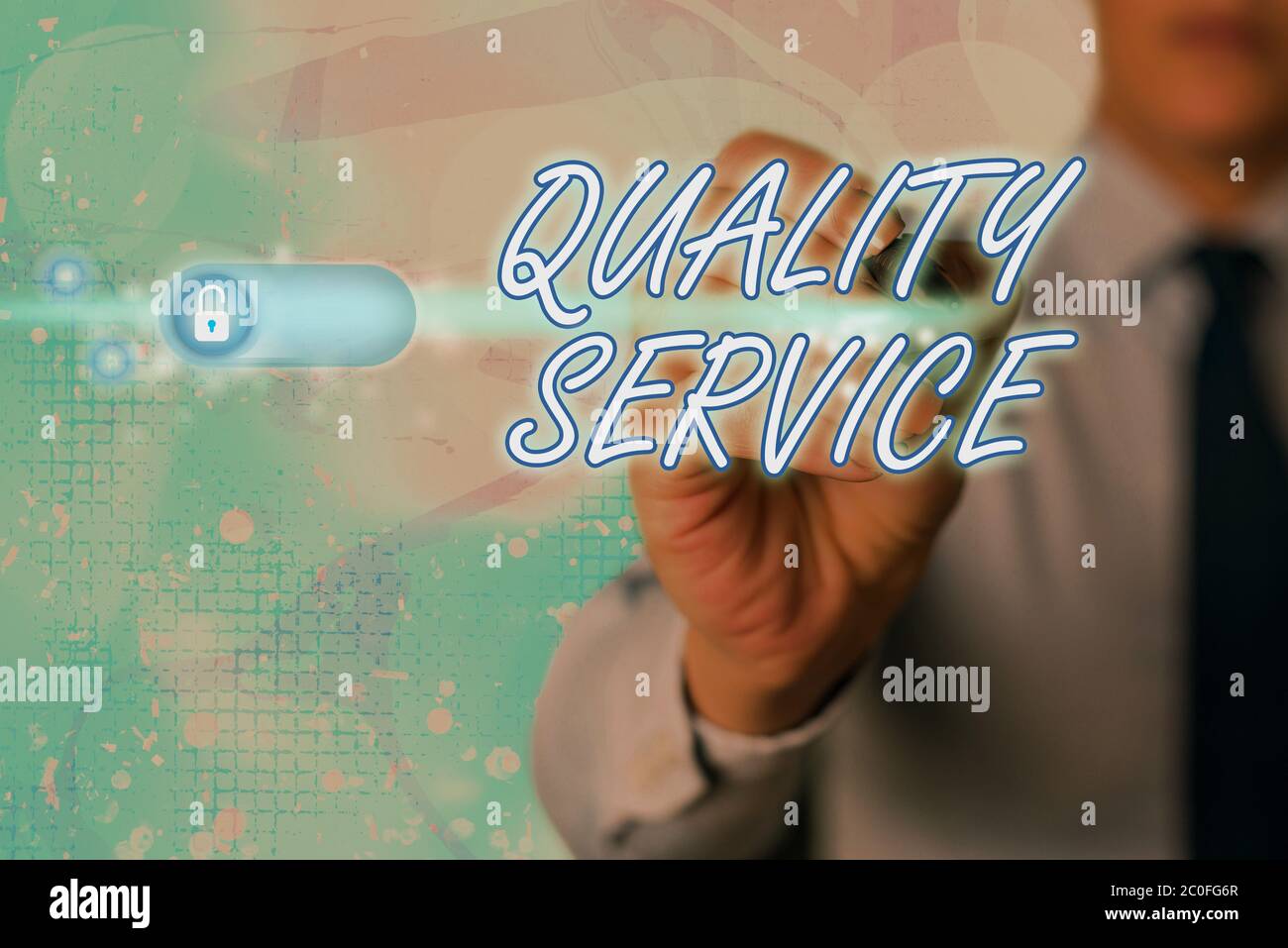 Writing note showing Quality Service. Business concept for meeting the ...