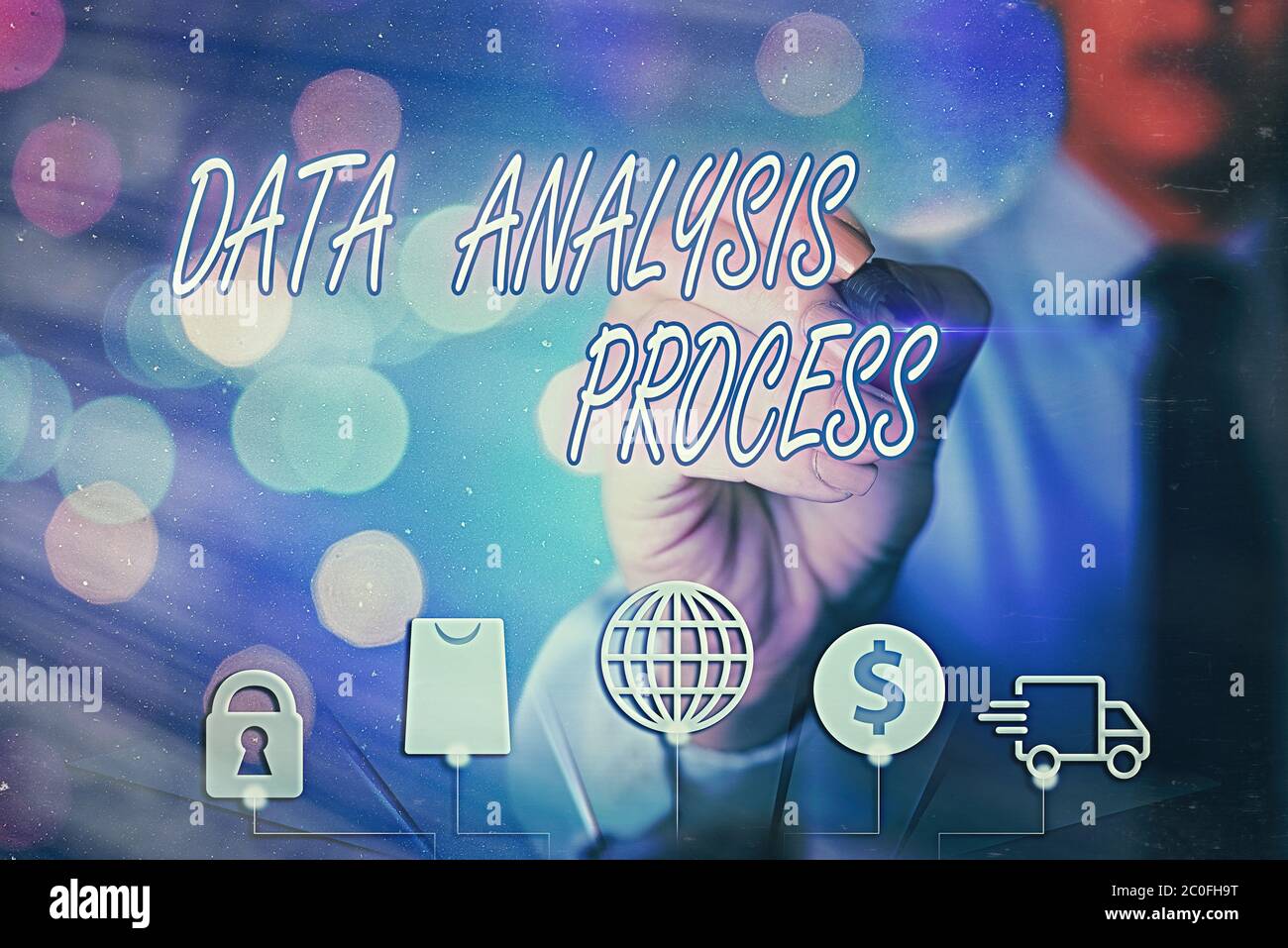 Writing note showing Data Analysis Process. Business concept for build ...