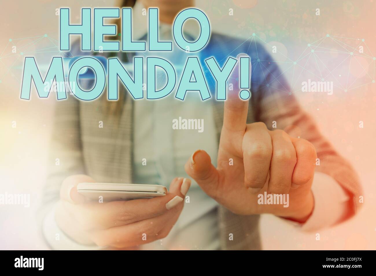 Word writing text Hello Monday. Business photo showcasing Good morning ...