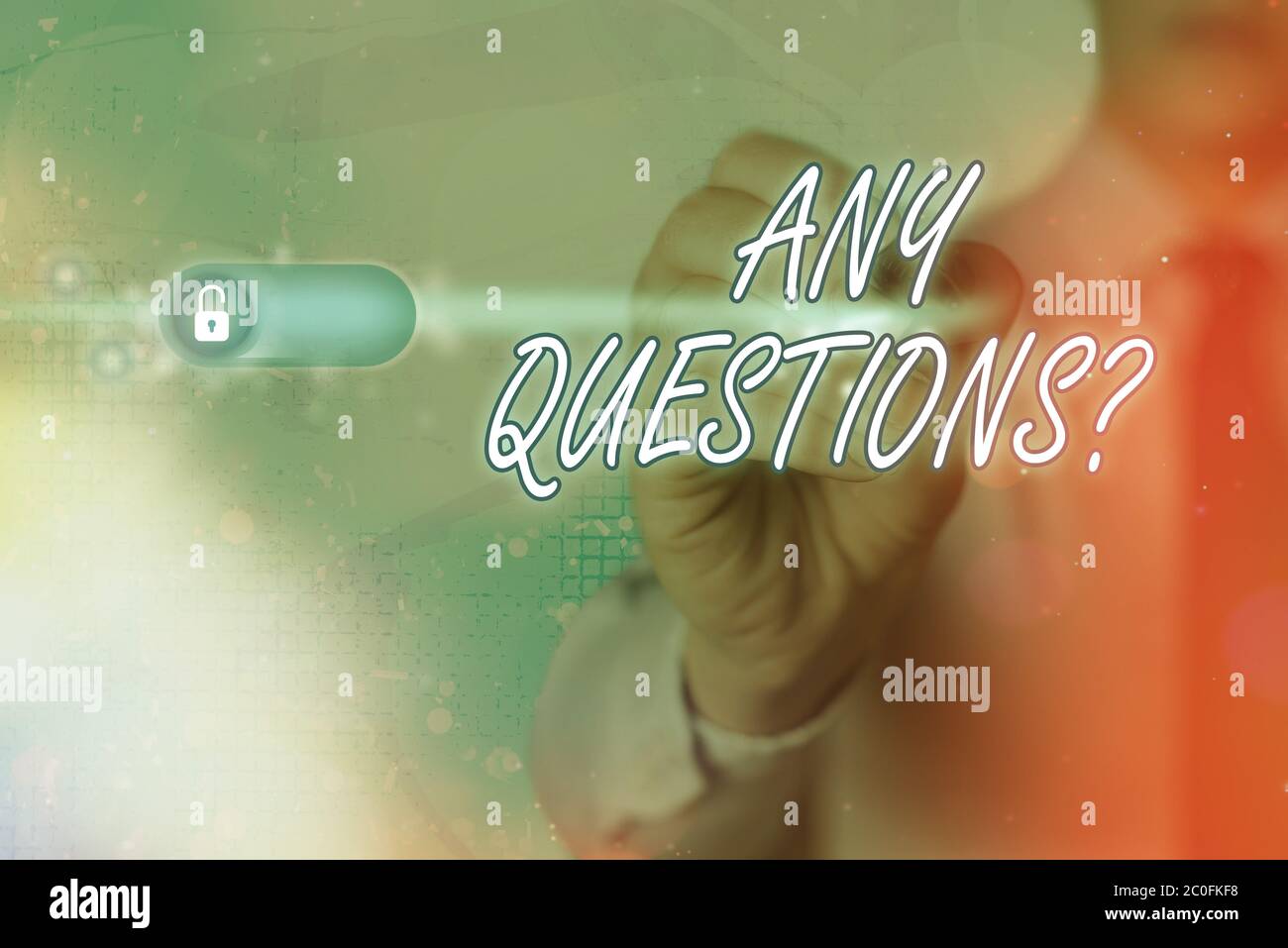 Writing note showing Any Questions Question. Business concept for ...