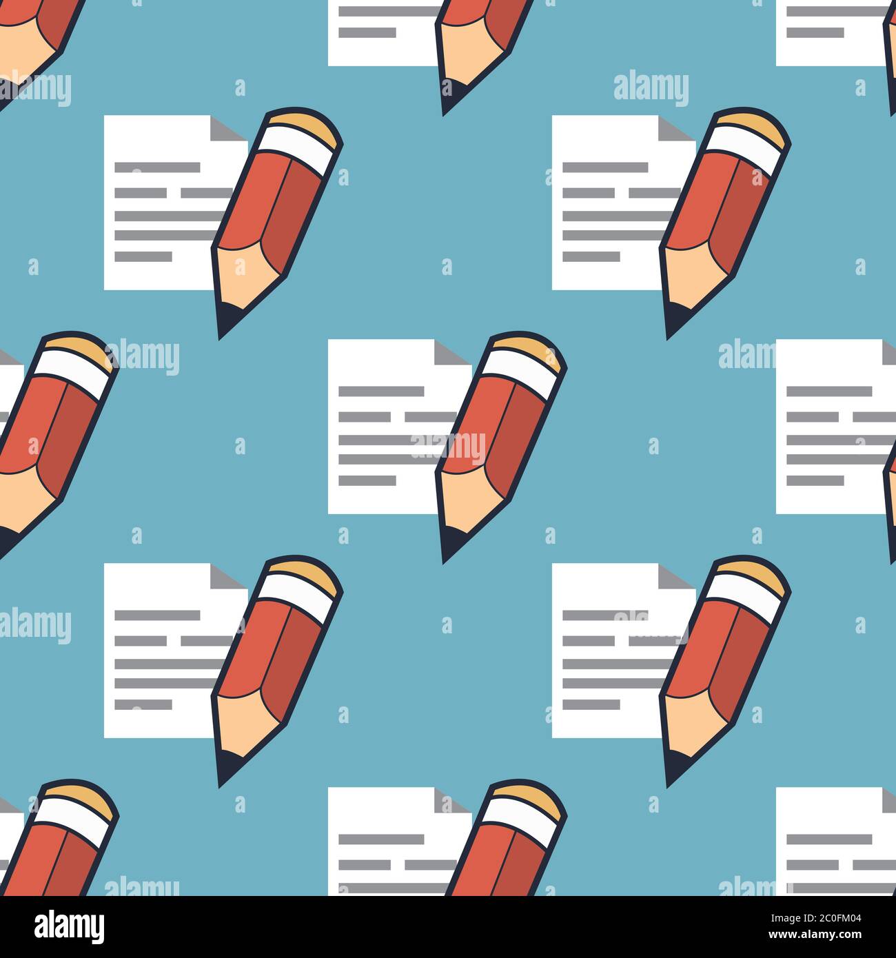 Pencil and note pattern Stock Photo - Alamy