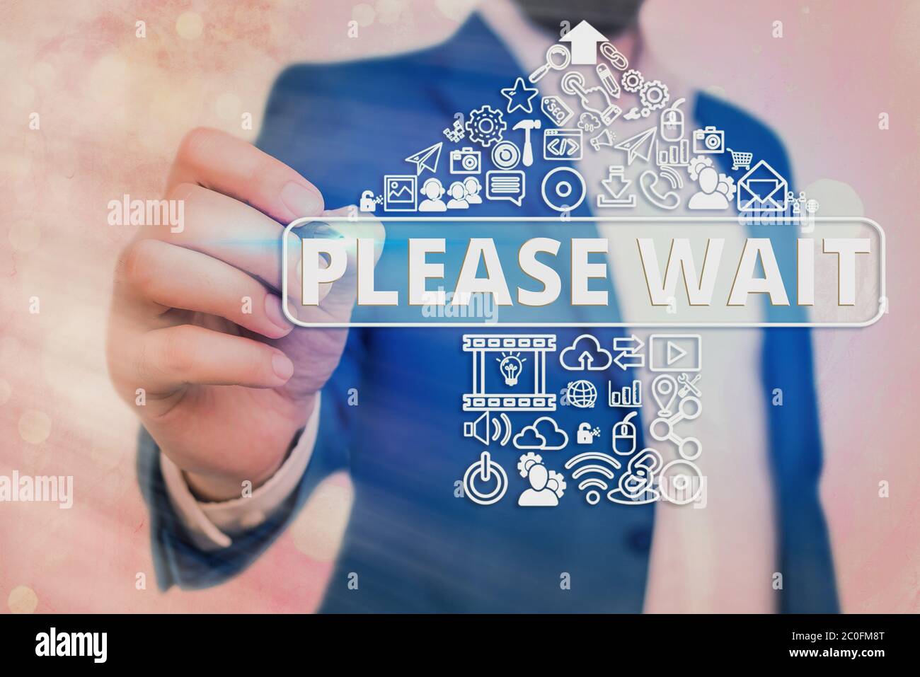 Handwriting text writing Please Wait. Conceptual photo to pause any implemented action ...