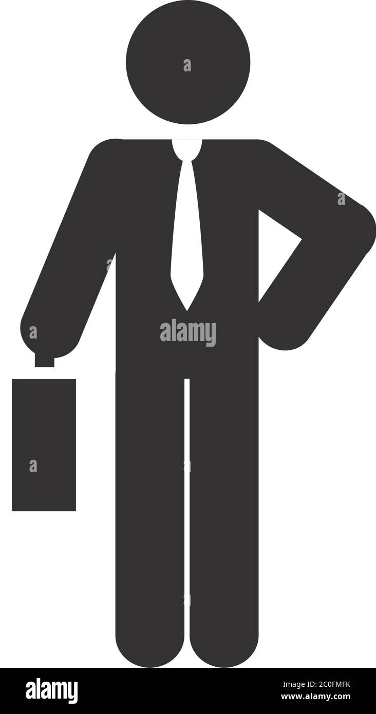 pictogram businessman holding a portfolio over white background ...