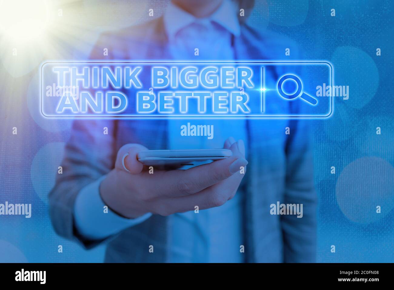 Text sign showing Think Bigger And Better. Business photo showcasing ...