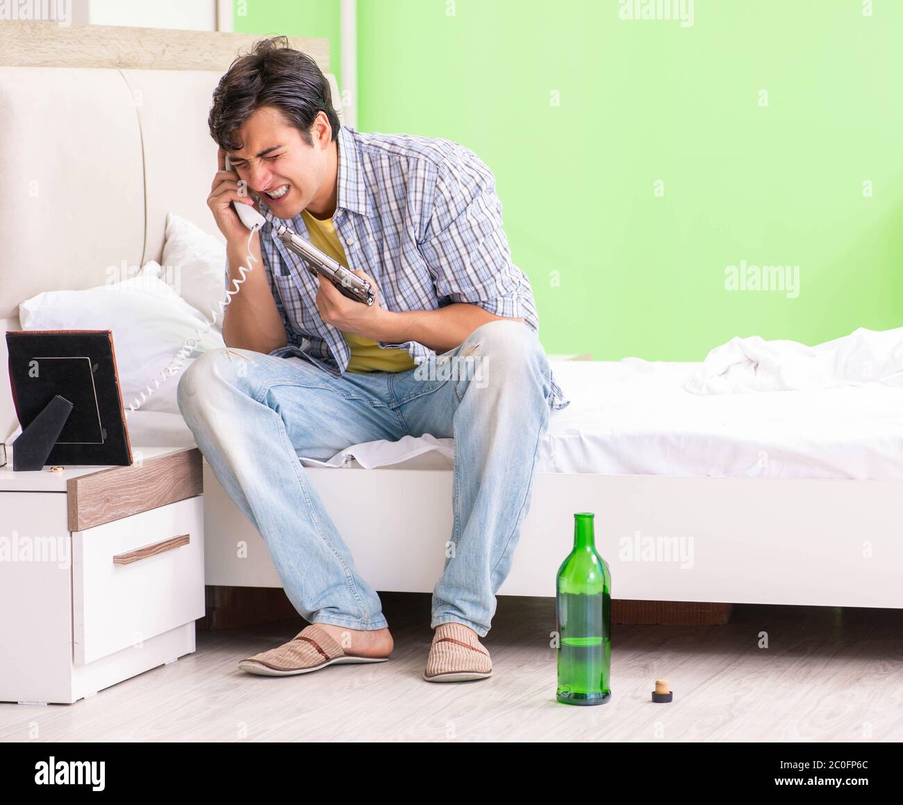 The young man sad in unhappy love concept Stock Photo - Alamy