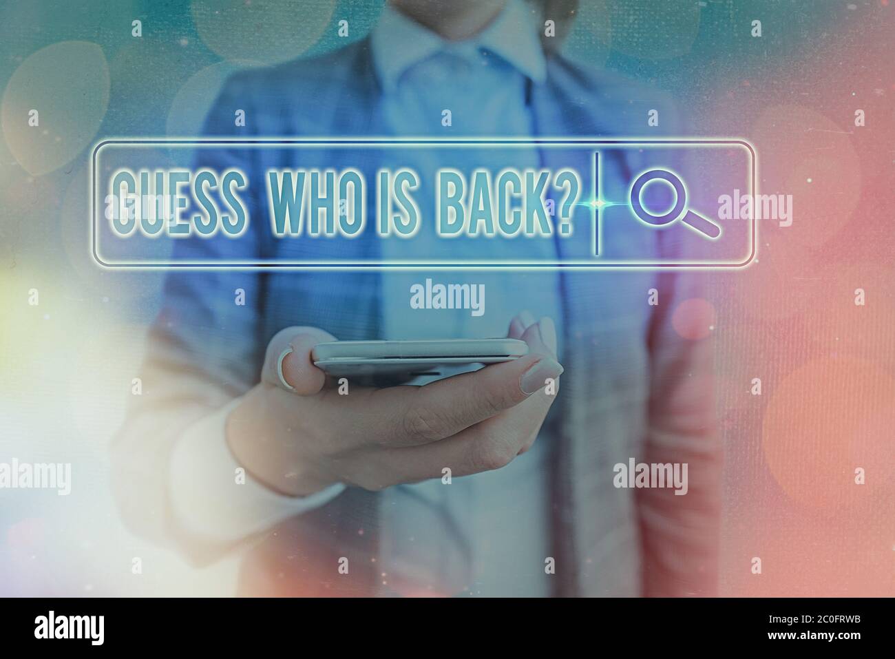 Text sign showing Guess Who Is Back Question. Business photo showcasing ...