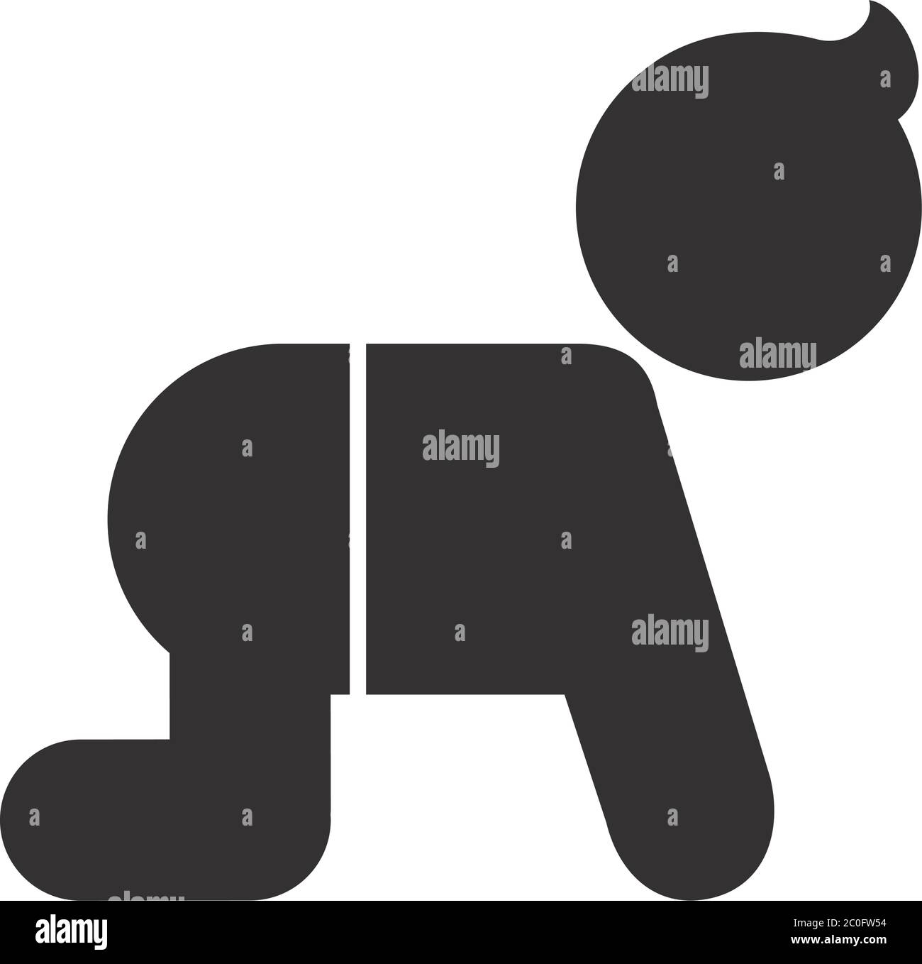 pictogram baby crawling icon over white background, silhouette style ...