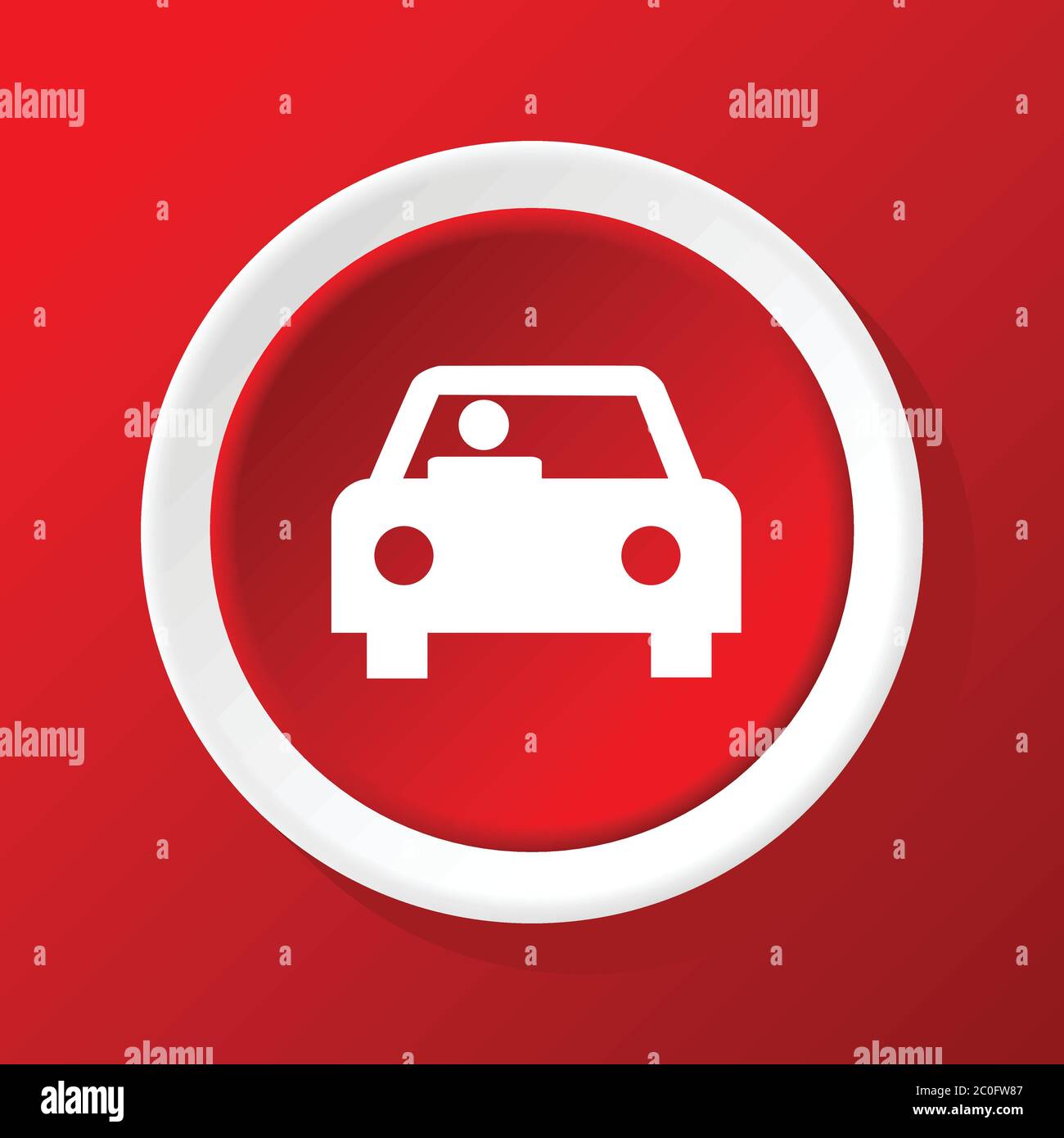 Car icon on red Stock Photo - Alamy