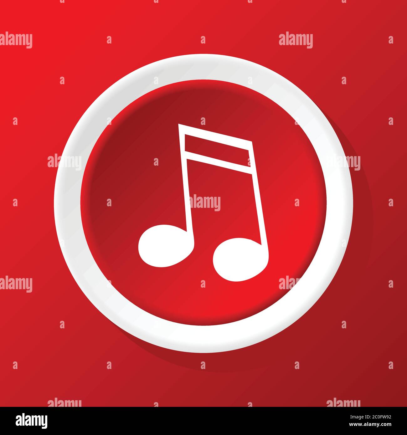 Sixteenth note icon on red Stock Photo - Alamy