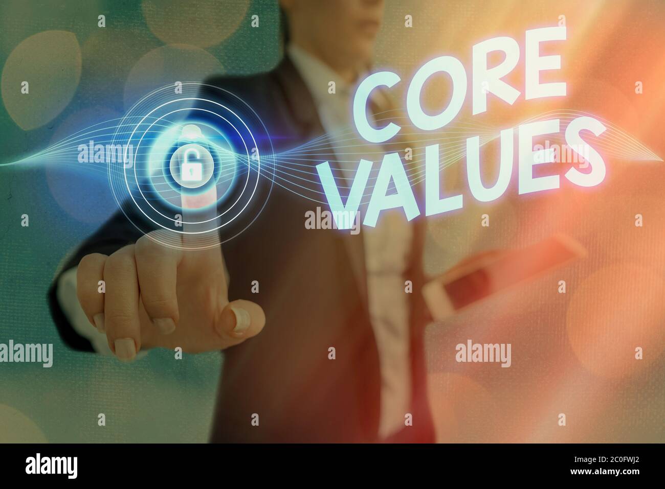 Writing note showing Core Values. Business concept for principles which ...
