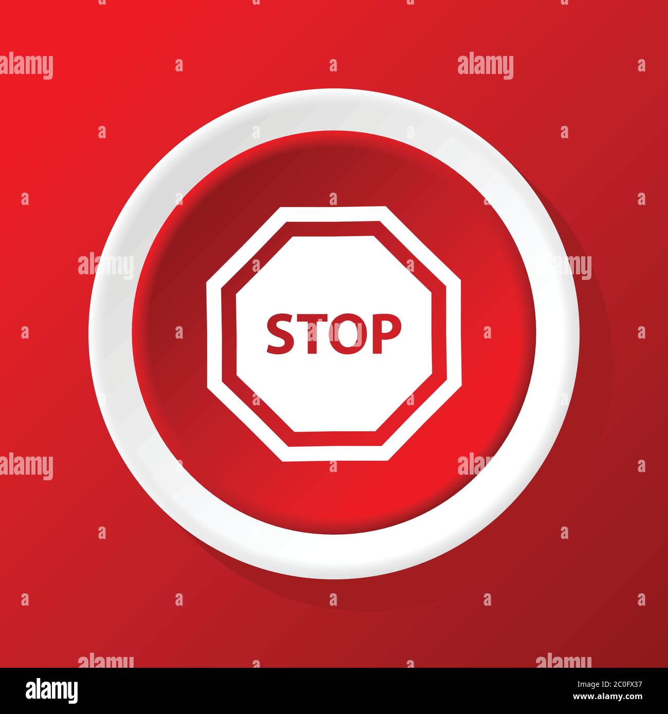 STOP sign icon on red Stock Photo - Alamy