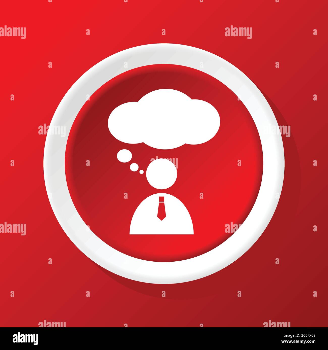 Thinking person icon on red Stock Photo - Alamy