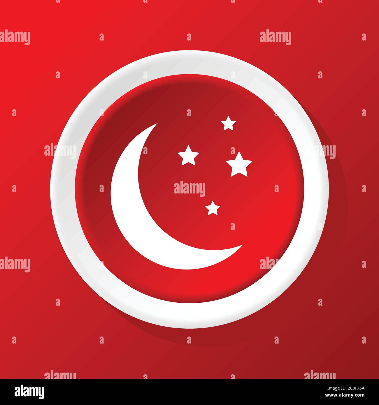 Crescent moon icon on red Stock Photo - Alamy