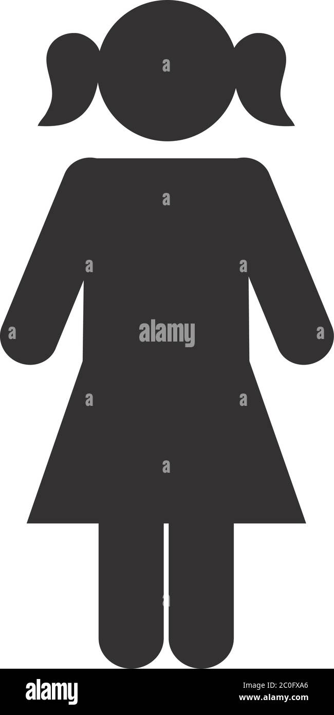 pictogram girl icon over white background, silhouette style, vector ...