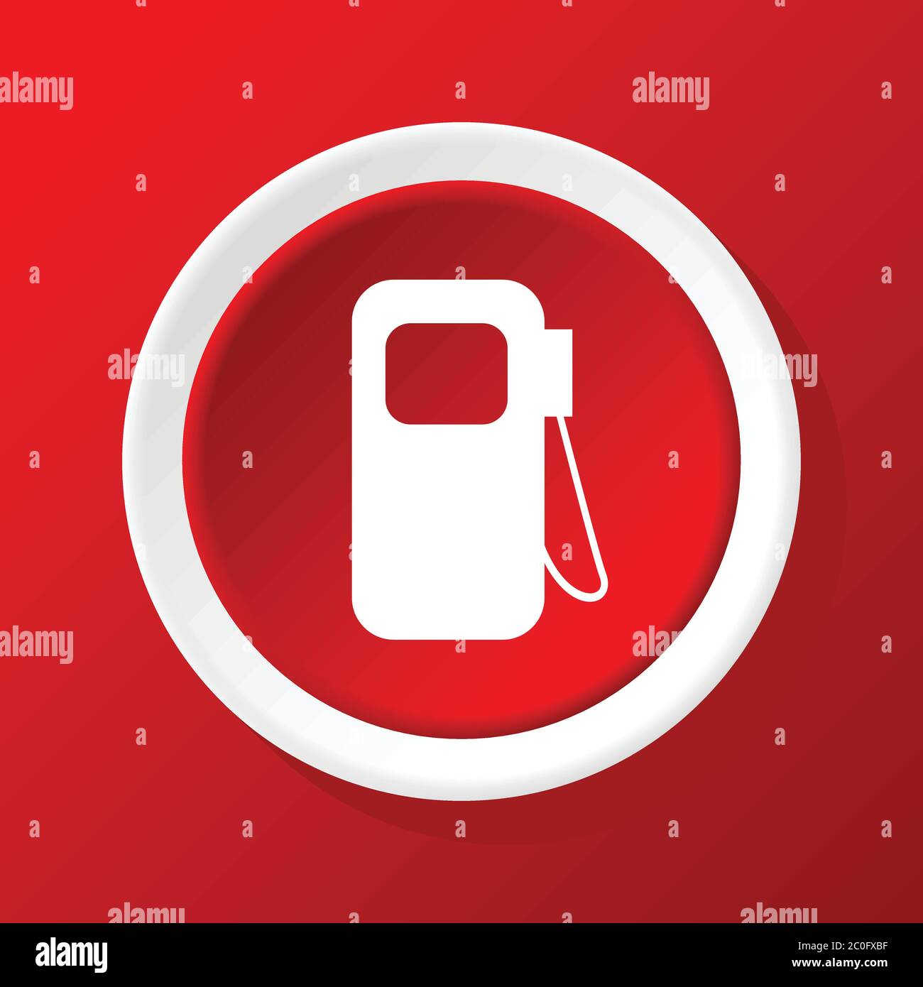 Gas station icon on red Stock Photo - Alamy