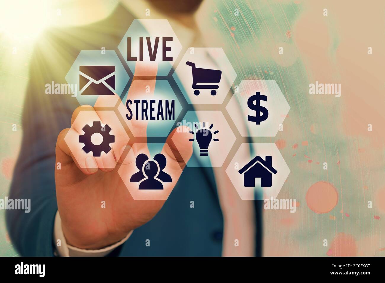 Writing note showing Live Stream. Business concept for to broadcast a ...