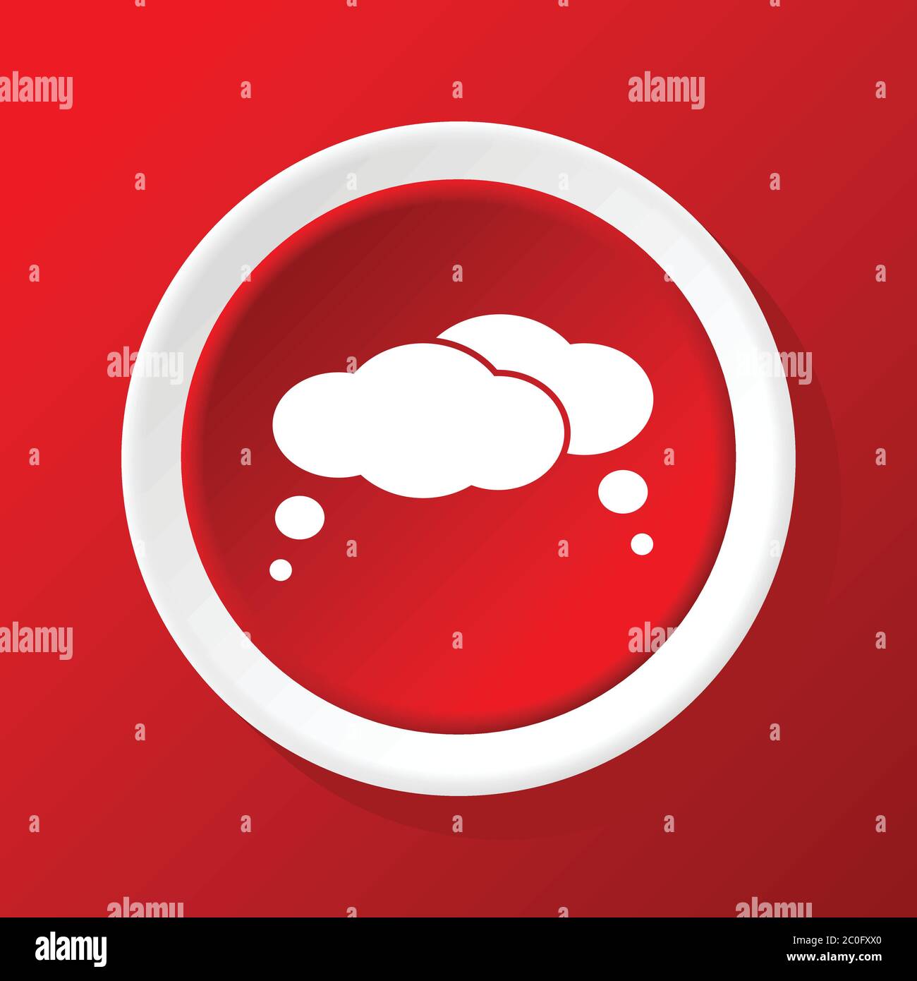 Thought clouds icon on red Stock Photo - Alamy